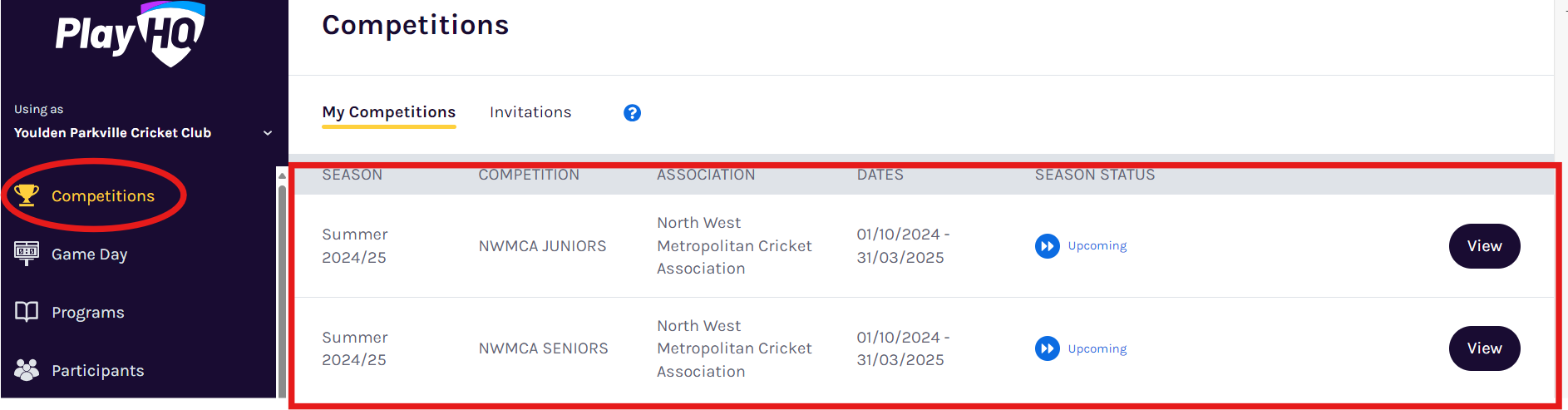 Managing Terms and Conditions – Play Cricket Support