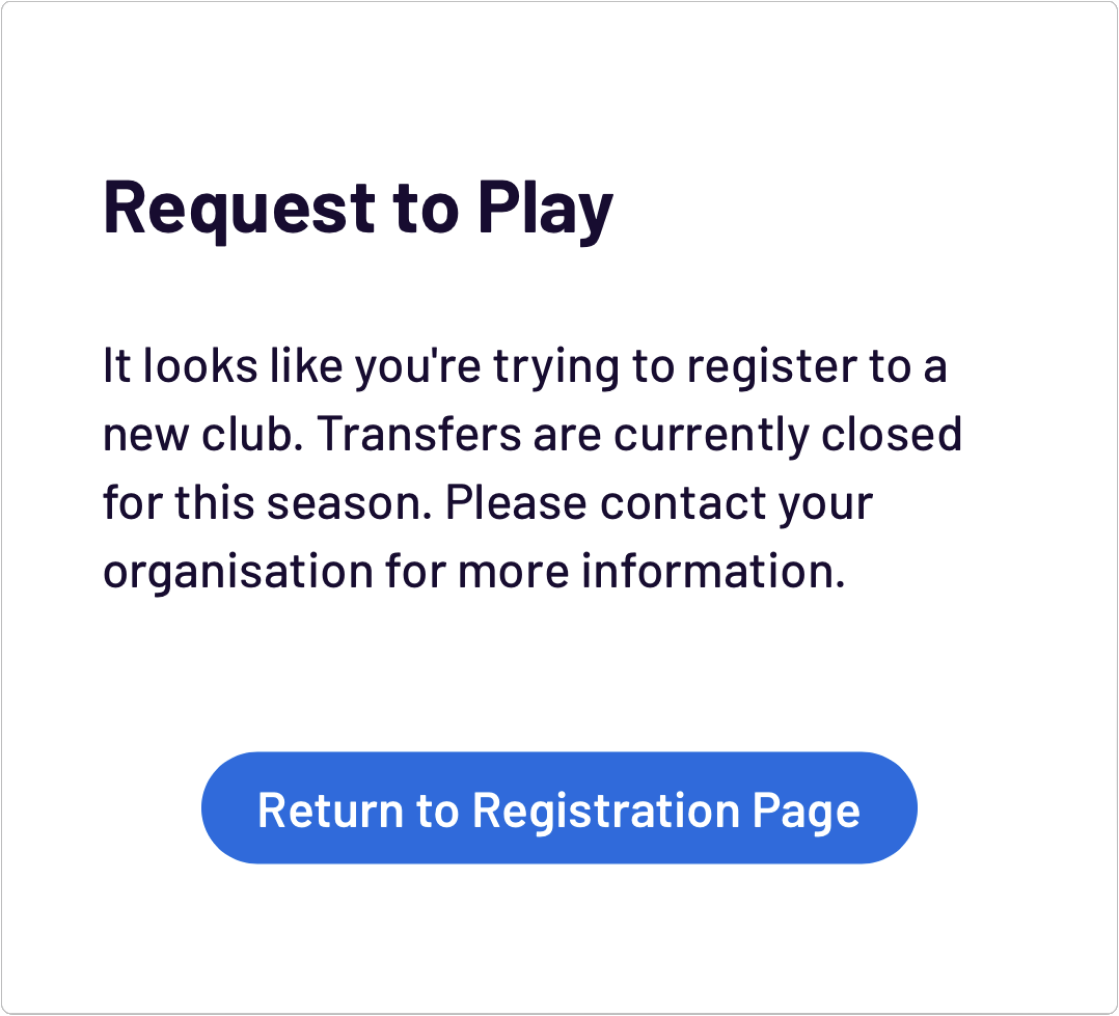 I received the message "Transfers or permits are currently closed for ...